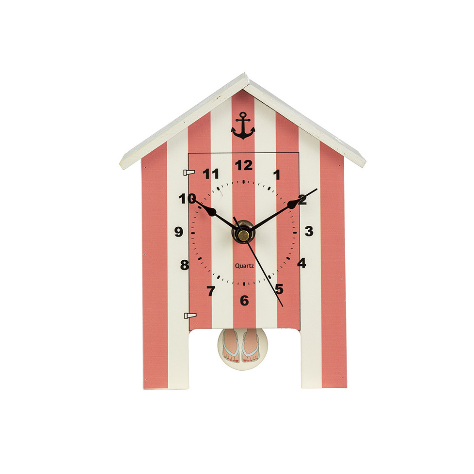 BEACH HOUSE PENDULUM CLOCK IN SALMON RED