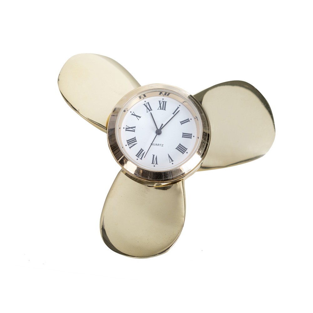 PROPELLER WITH CLOCK PAPERWEIGHT OF BRASS