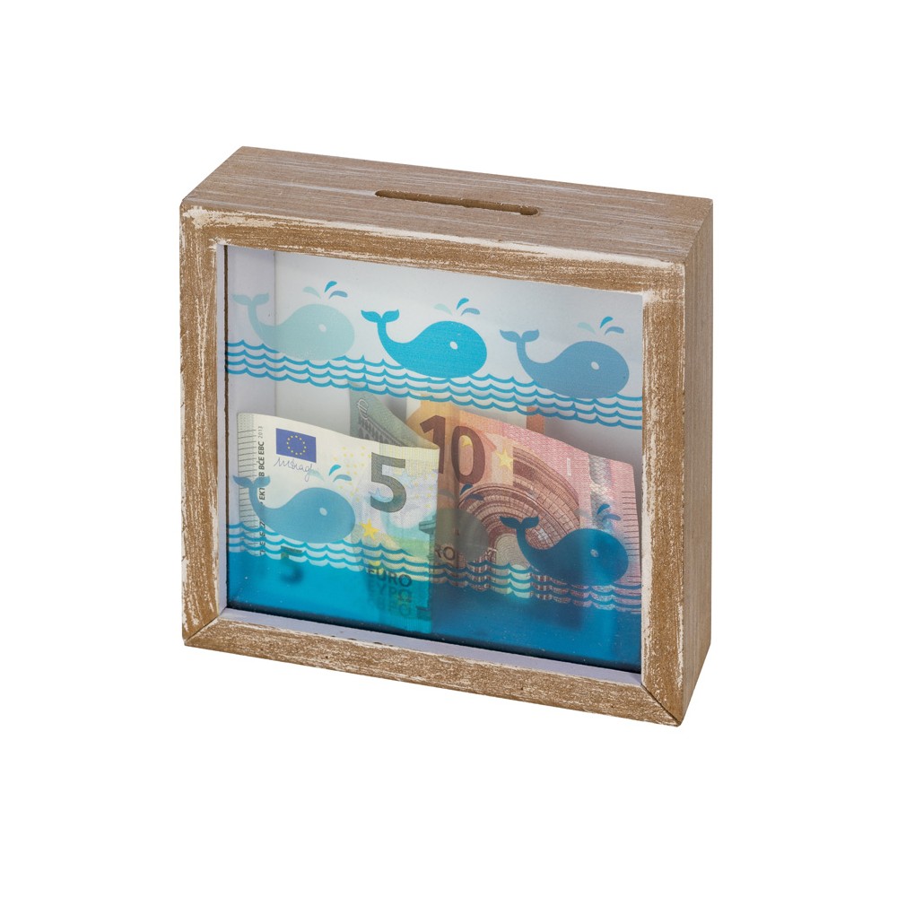 NAUTICAL WOODEN “WHALE” MONEY BOX