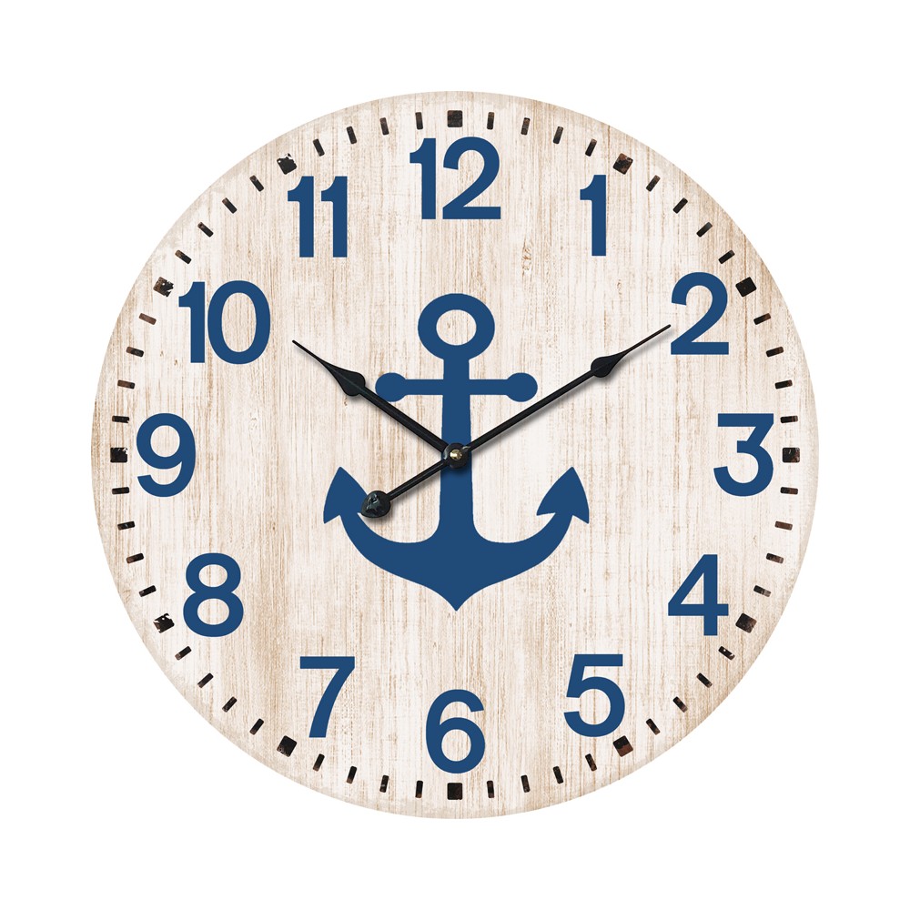 NAUTICAL WALL CLOCK IN WOOD "ANCHOR" 50 cm