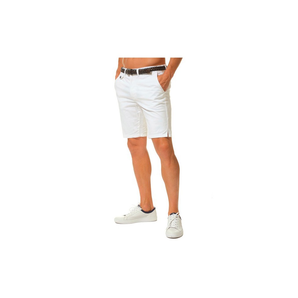 "FRANCESCO" MEN'S BERMUDA WHITE SHORTS WITH BELT