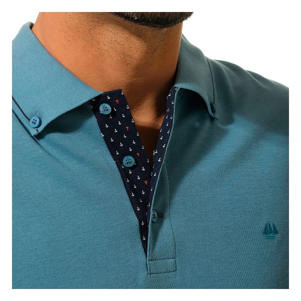 "ZEQUIEL" MEN'S NAUTICAL OCEAN BLUE POLO SHIRT