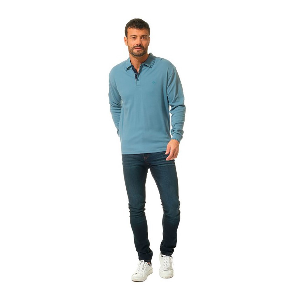 "ZEQUIEL" MEN'S NAUTICAL OCEAN BLUE POLO SHIRT