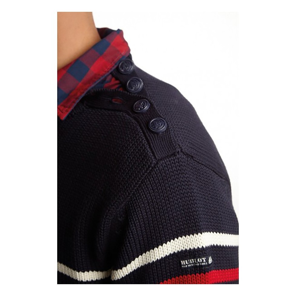 "ROBB" PULL À RAYURES BLEU MARIN, BLANC ET ROUGE