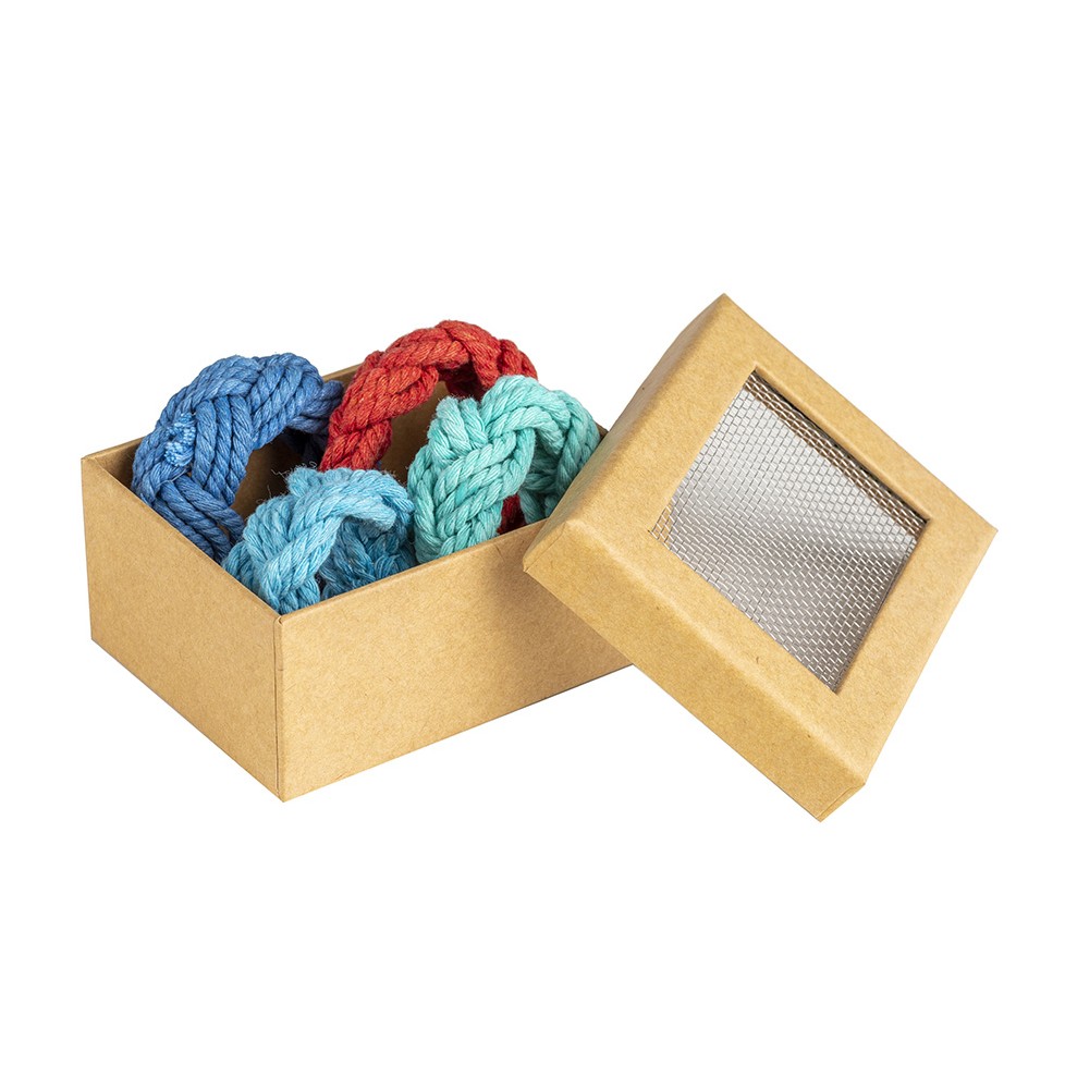 SET OF 4 COTTON NAPKIN RINGS WITH BOX
