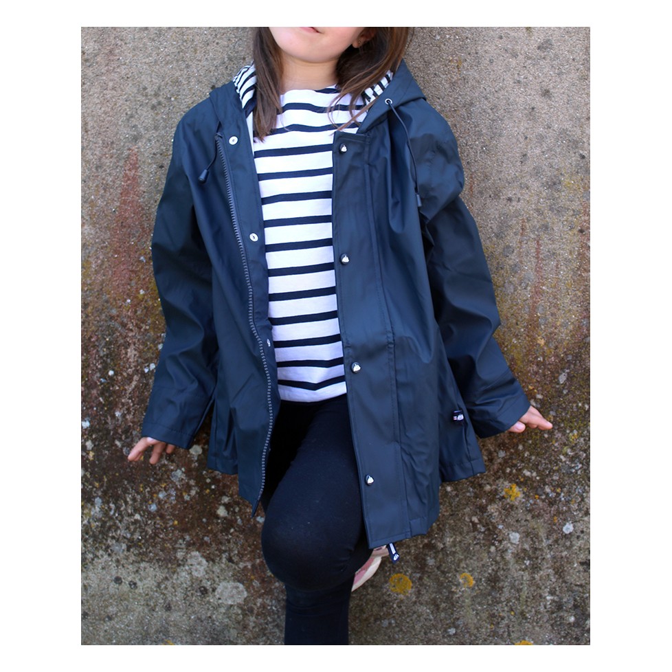"SPLASH" IMPERMÉABLE CIRÉ BLEU MARIN POUR ENFANTS