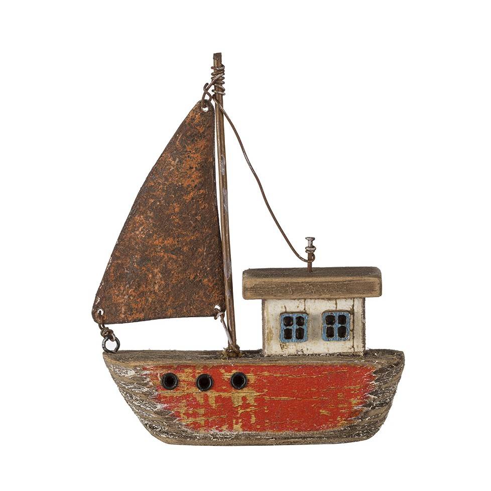 3 RUSTIC SAILING BOAT IN WOOD