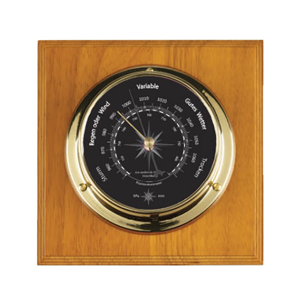 BAROMÈTRE EN LAITON AVEC SUPPORT EN BOIS IMEX MARINE