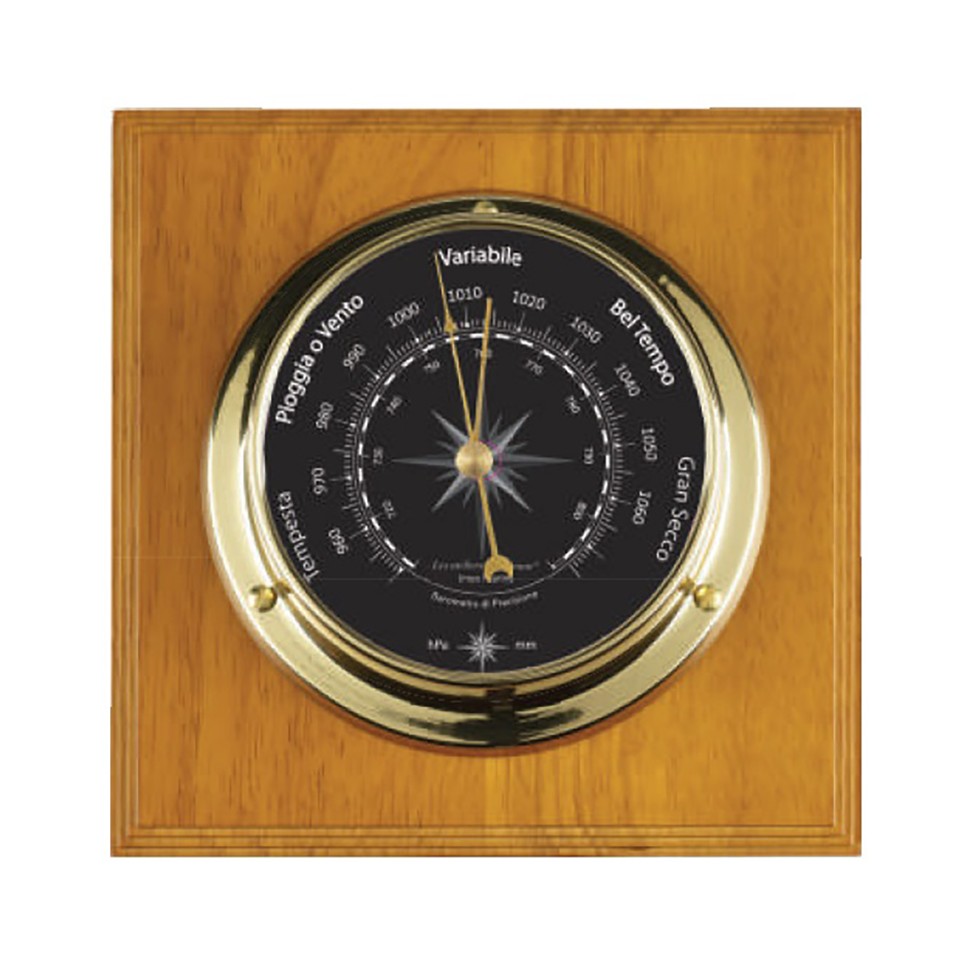 BAROMÈTRE EN LAITON AVEC SUPPORT EN BOIS IMEX MARINE