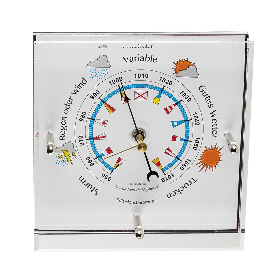 IMEX MARINE DESKTOP BAROMETER ON CLEAR ACRYLIC FRAME