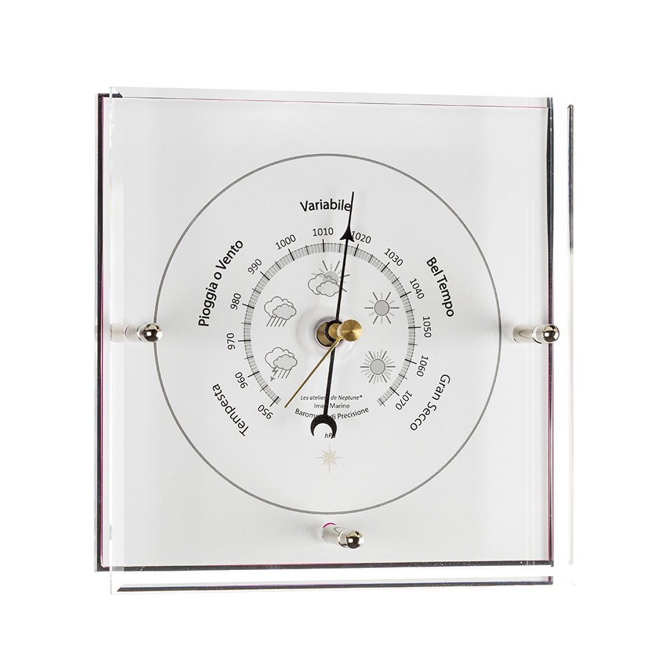 IMEX MARINE DESKTOP BAROMETER ON CLEAR ACRYLIC FRAME
