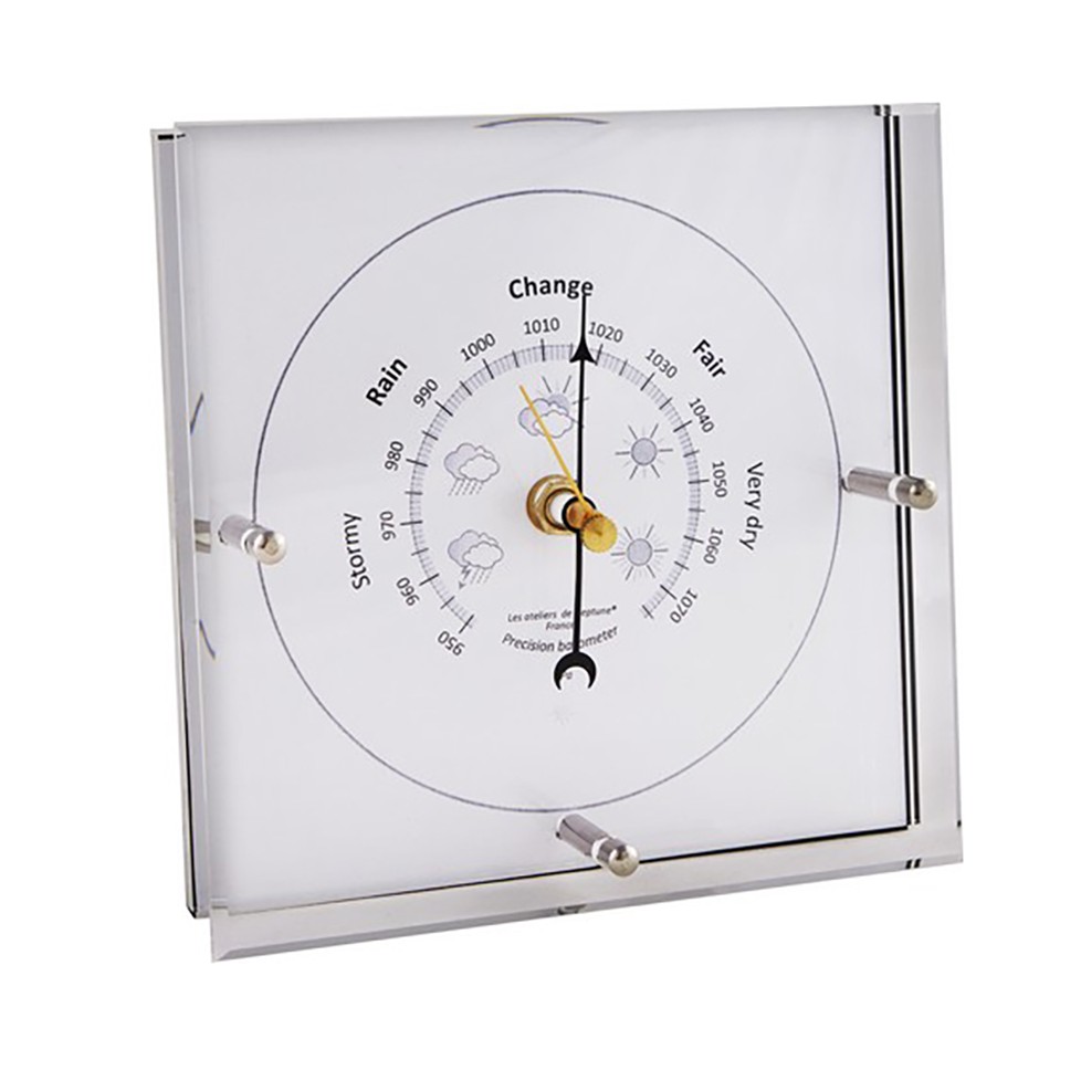 IMEX MARINE DESKTOP BAROMETER ON CLEAR ACRYLIC FRAME