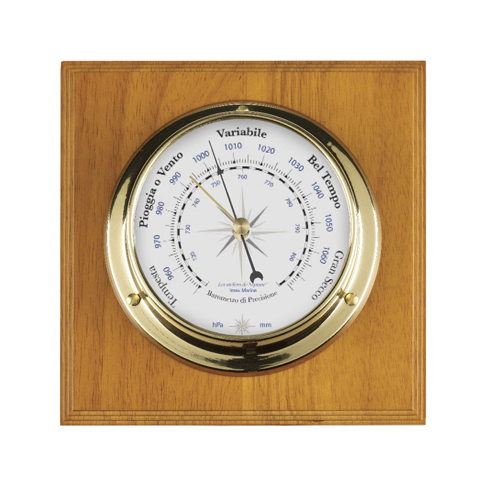 BAROMÈTRE EN LAITON AVEC SUPPORT EN BOIS IMEX MARINE