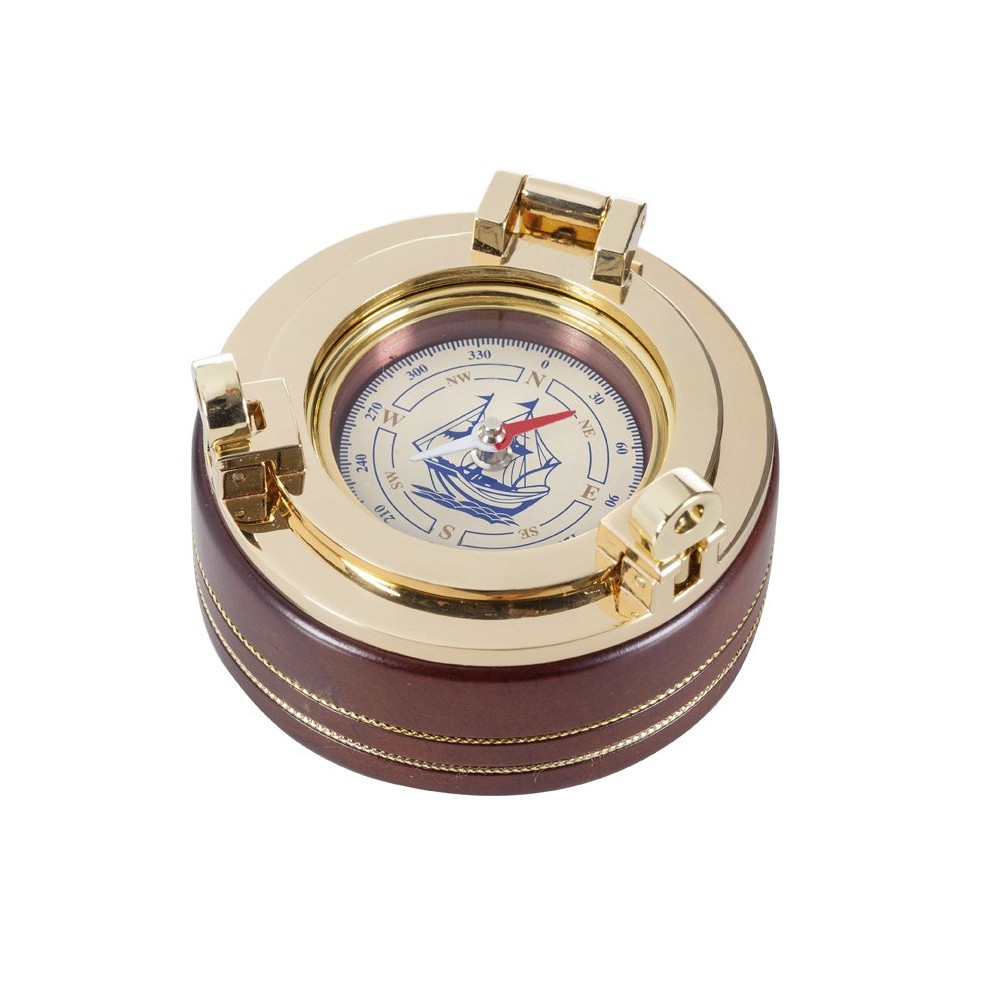NAUTICAL BRASS PORTHOLE COMPASS