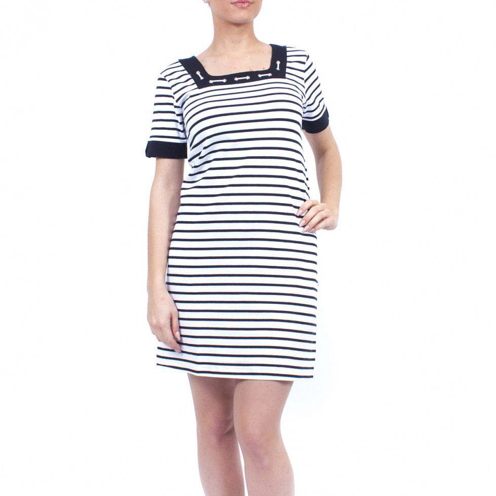 "SAMBA" NAUTICAL DRESS WITH SQUARE NECKLINE