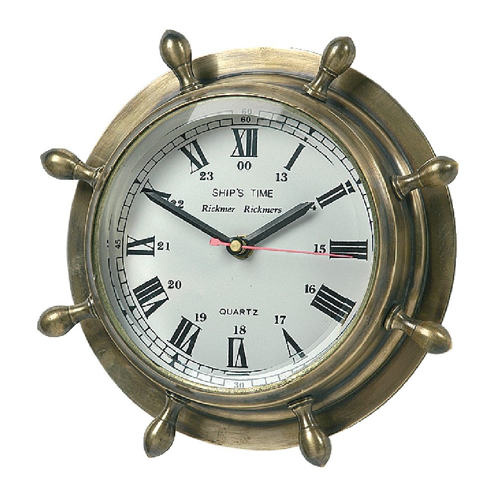 NAUTICAL BRASS SHIP WHEEL CLOCK