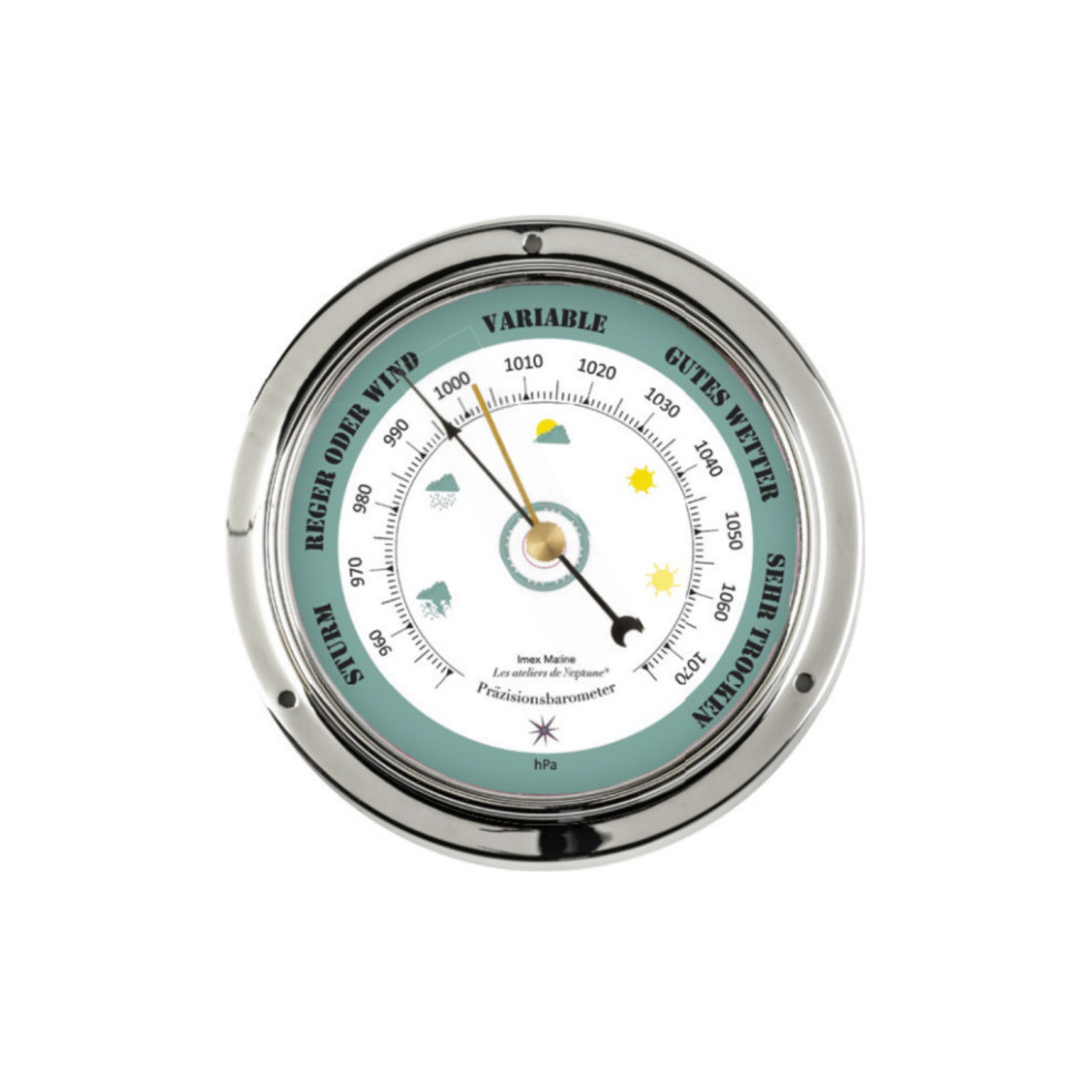 BARÓMETRO LATÓN CROMADO IMEX MARINE 11,5 CM