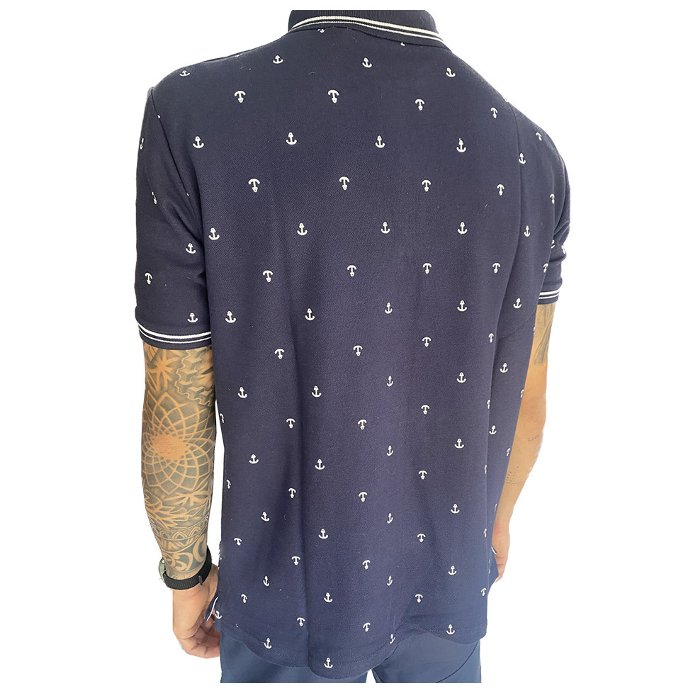 "COSTA PRINT" POLO NÁUTICO AZUL MARINO ANCLAS HOMBRE